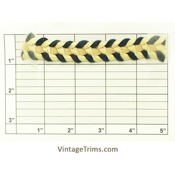 Tri-Color Braid 3/4" (Per Yard) Navy/Cream/Tan – Vintage Trims